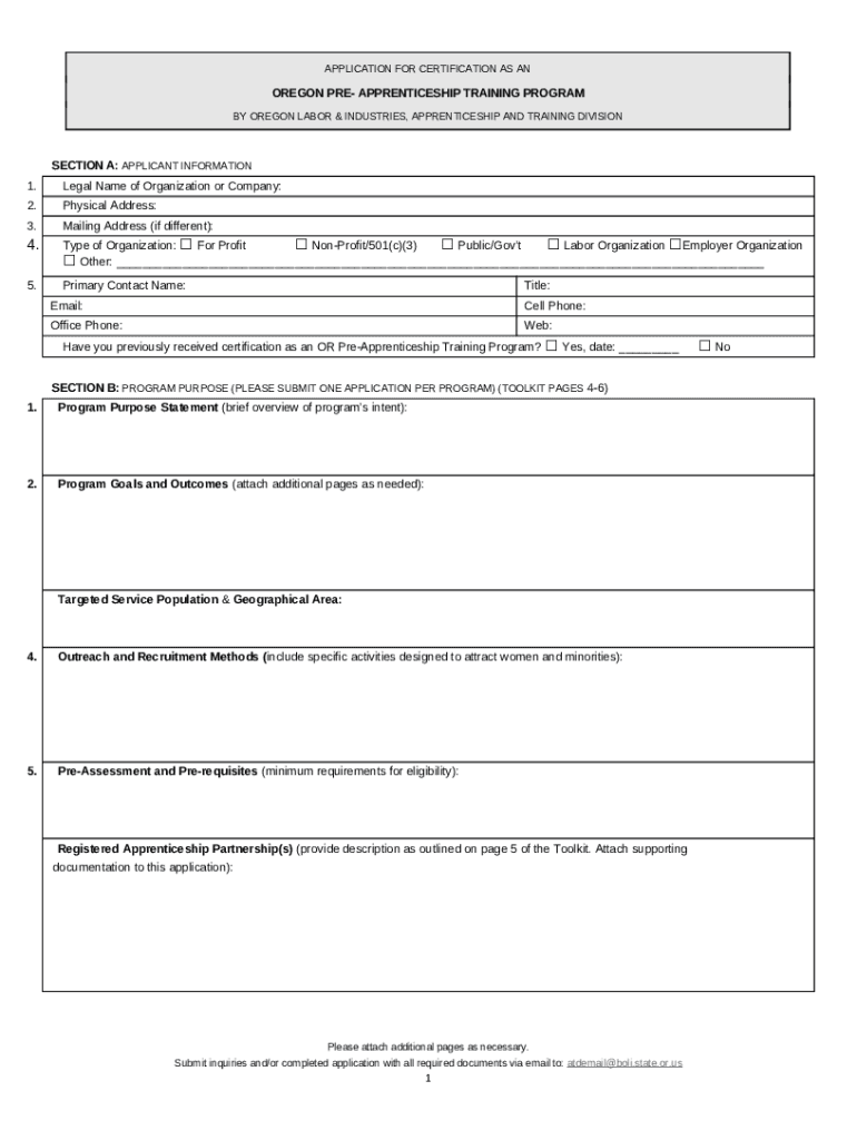 Workforce Apprenticeship and Pre-apprenticeship Training Doc Template | pdfFiller