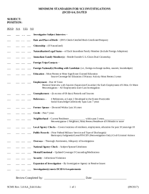 Minimum Standards for SCI Investigations Doc Template | pdfFiller