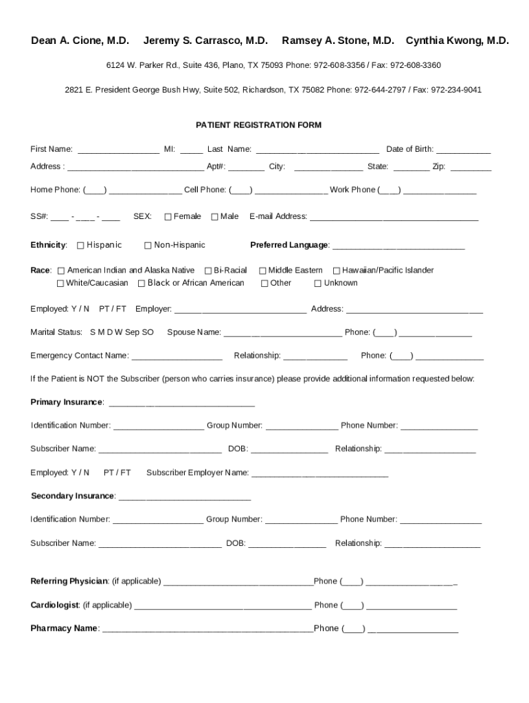PATIENT REGISTRATION EMERGENCY CONTACT: Doc Template | pdfFiller