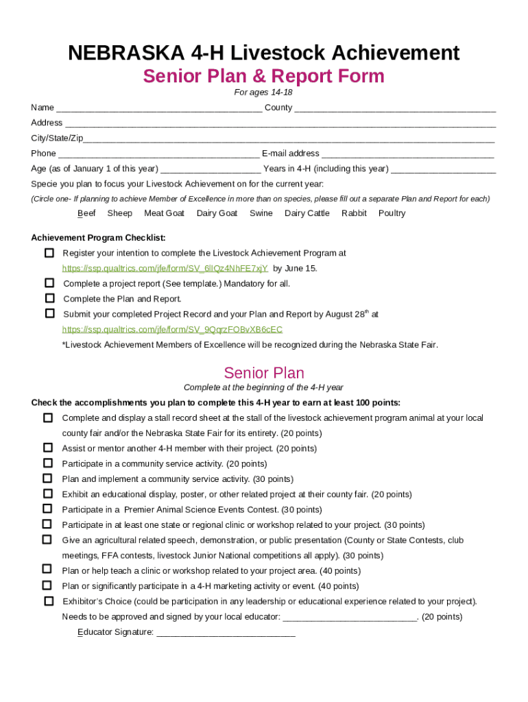 Senior Plan & Report - 4h unl Doc Template | pdfFiller