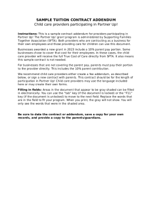 sample tuition contract addendum - dcf wisconsin Doc Template | pdfFiller