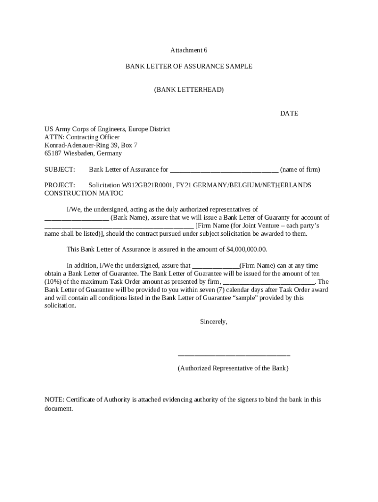 Attachment 13 - Bank Letter of Assurance Sample.docx Doc Template ...