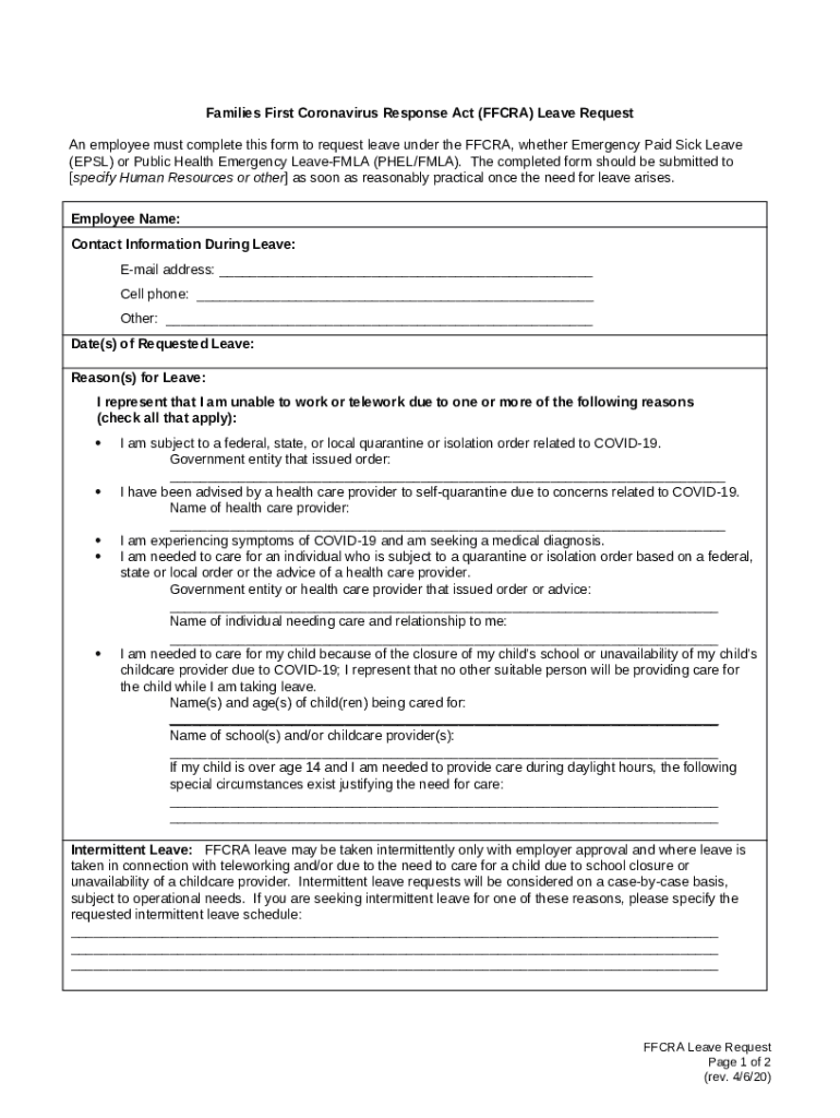 An employee must complete this to request leave under the FFCRA ...