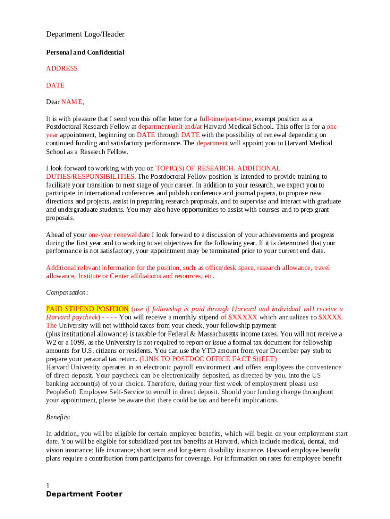 What to Include in a Job Offer Letter, Plus Sample Template - postdoc ...