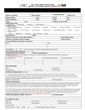 ARC Customer Credit Application Doc Template | pdfFiller