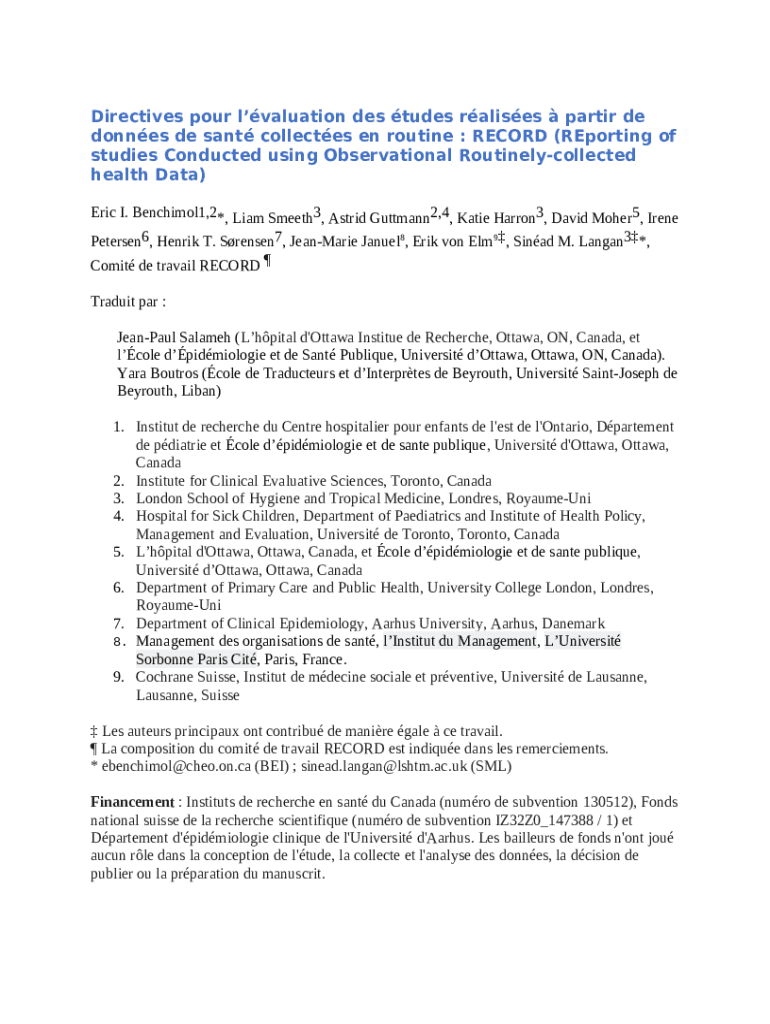 The REporting of studies Conducted using Observational ... Doc Template ...