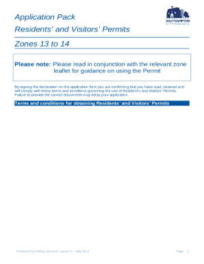 Zones 13 to 15 Parking Permit Application for Residents and Visitors ...