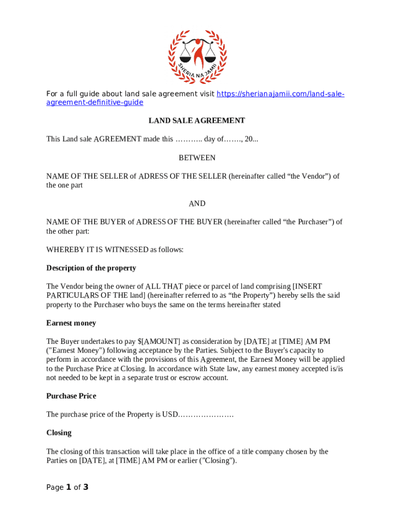 Free Land Sale Agreement Sample 2023 (guide + Template) Doc Template ...