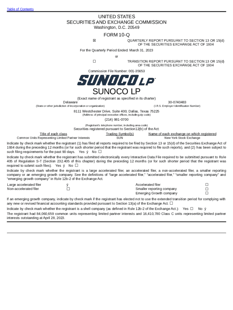 Sunoco LP ( - cloudfront.net Doc Template | pdfFiller
