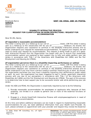 Reasonable Accommodation, An Interactive Process Doc Template | pdfFiller