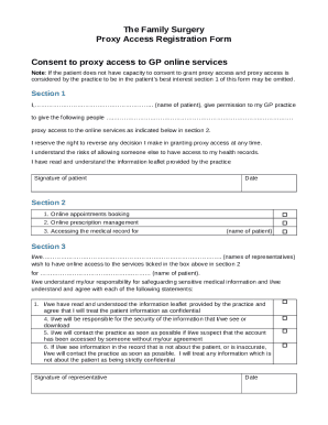 Proxy Access Online Services Poole Town Surgery Doc Template | pdfFiller
