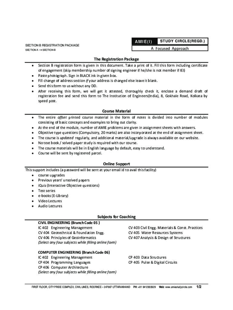 Fillable Online Syllabus of AMIE Exams (Section B, Mining Engineering ...