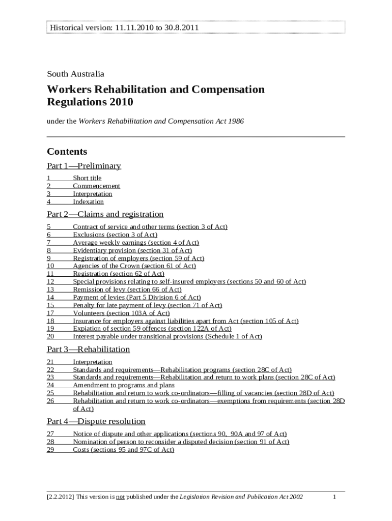 Workers Rehabilitation and Compensation Regulations ... Doc Template ...