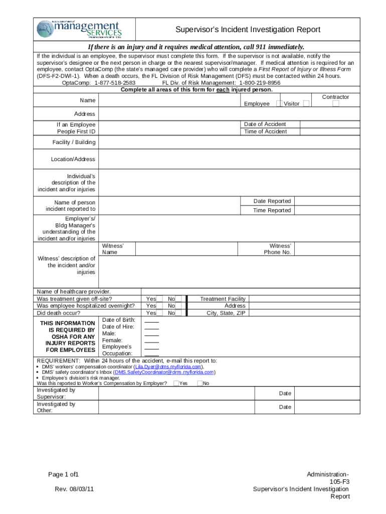 Workers' Compensation - Injury Reporting Claim s Doc Template | pdfFiller
