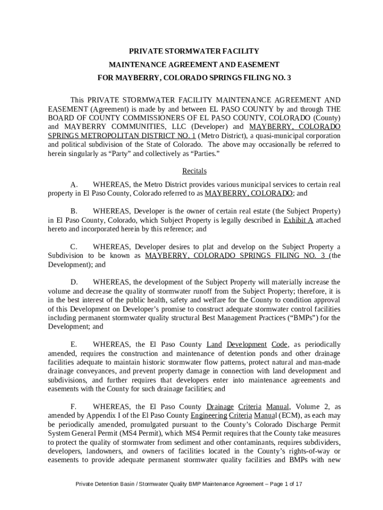Private Stormwater Facilities Agreement Doc Template | pdfFiller