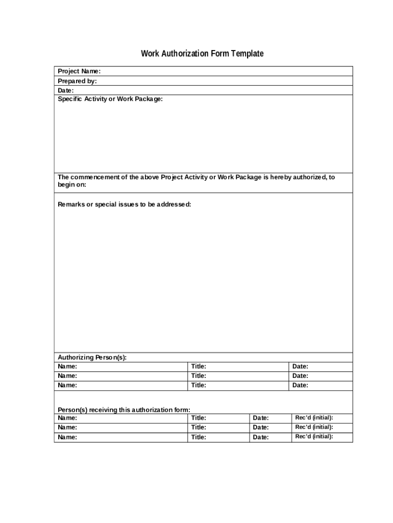 Work Authorization Template: Overview & PurposePDF - globaltraining edu ...