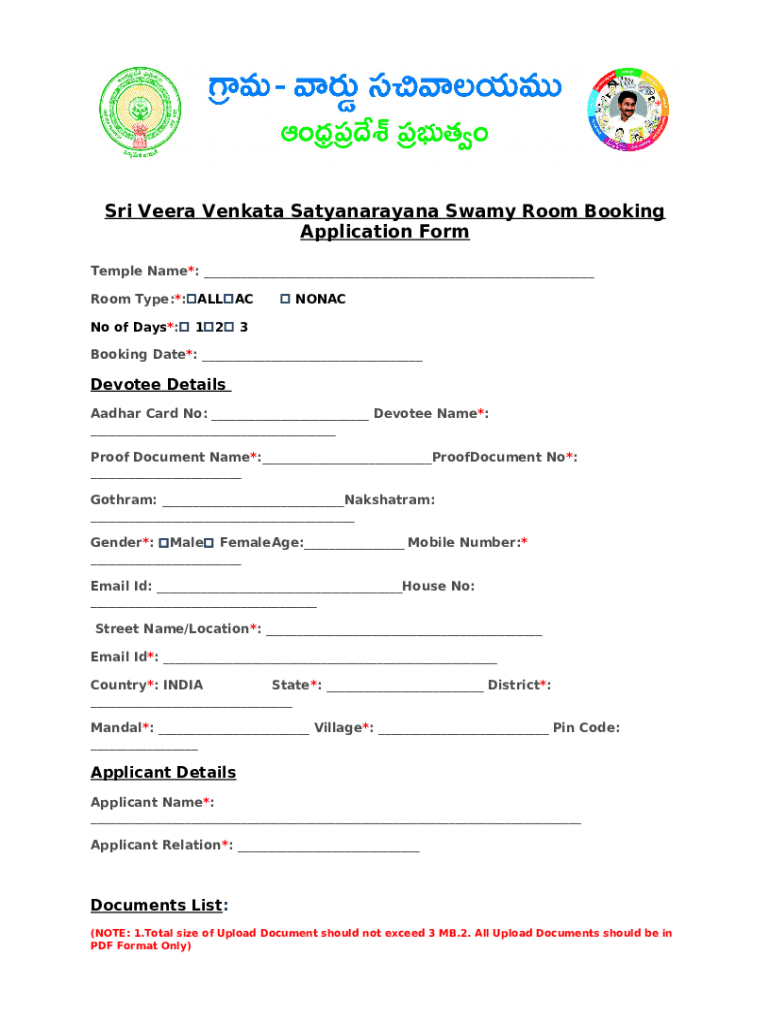 Sri Veera Venkata Satyanarayana Swami Room Booking ... Doc Template ...
