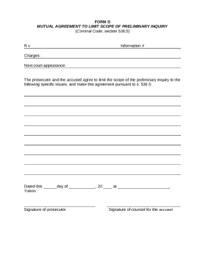 "D" Mutual Agreement to Limit Scope of Preliminary Inquiry Doc Template ...