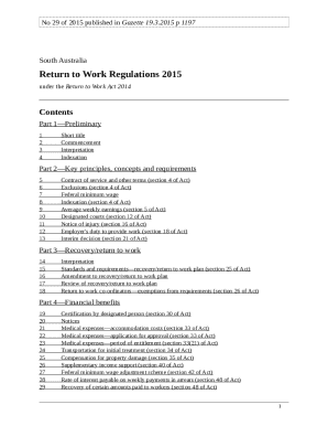 Return to Work Guide - AWU South Australia Doc Template | pdfFiller