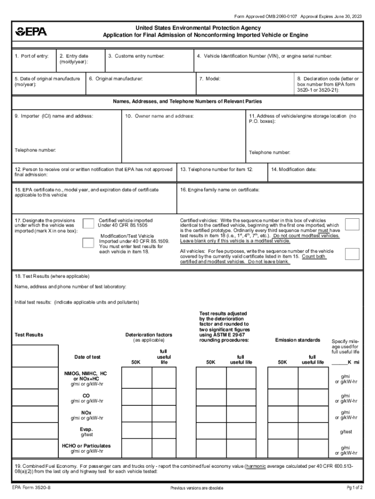 Fillable Online Publications and Forms for Importing Vehicles and ...