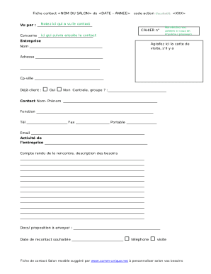 de modle de fiche de contact salon - Comm-unique.net Doc Template ...