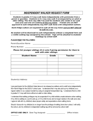 independent walker request Doc Template | pdfFiller