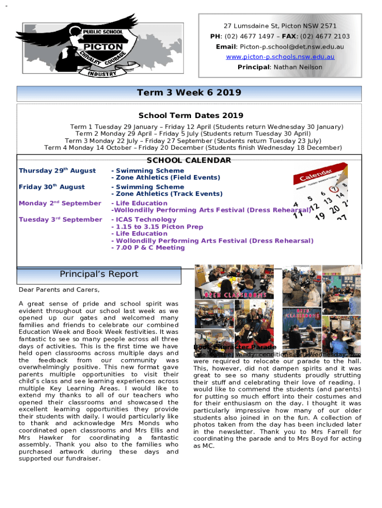 Fact sheet: School term dates Doc Template | pdfFiller