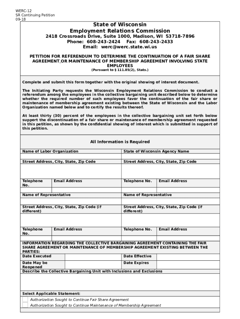 WERC Madison Office Location Doc Template | pdfFiller