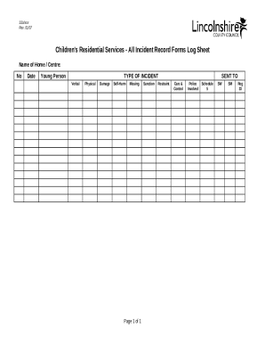 All Incident Record s Log Sheet Doc Template | pdfFiller