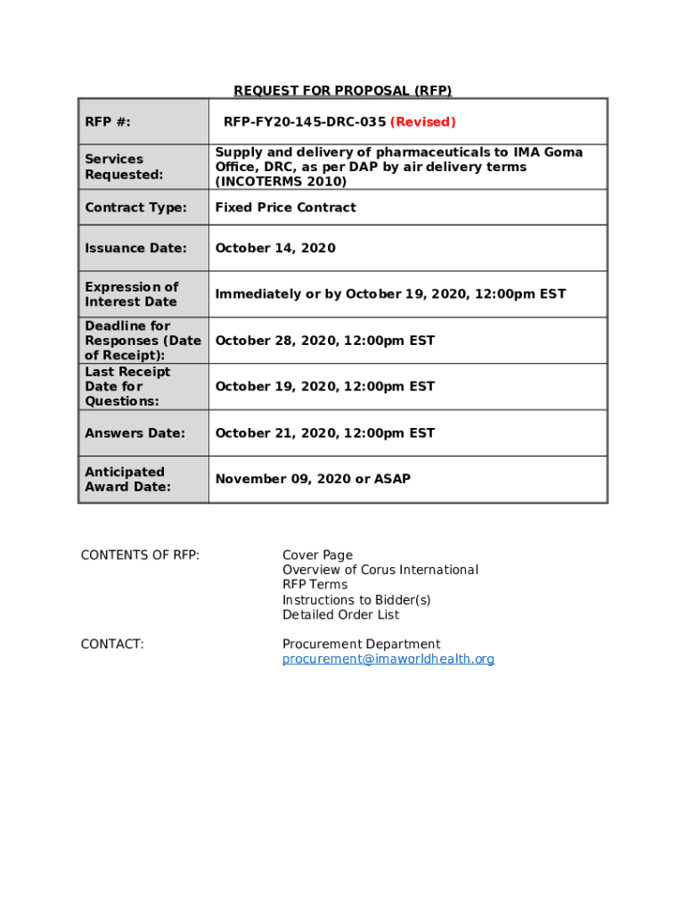 RFP-FY20-145-DRC-035 - Revised - ... Doc Template | pdfFiller