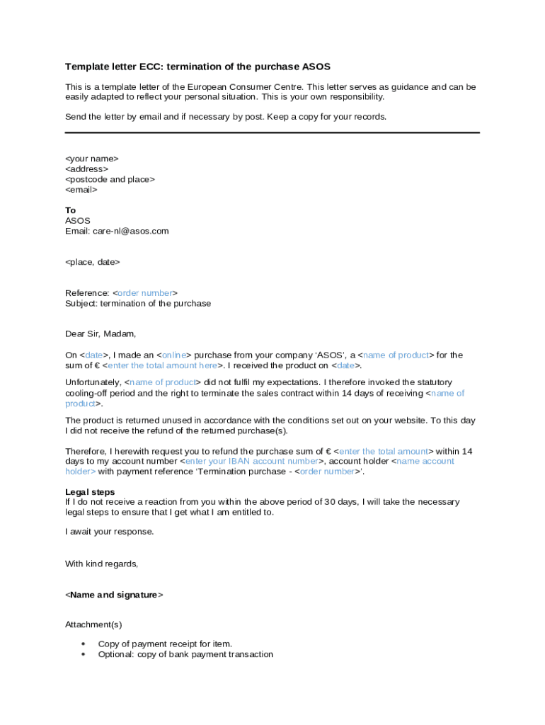 Template letter ECC- termination of the purchase ASOS. ... Doc Template ...