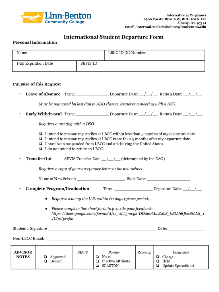 Fillable Online Departure Form.docx Fax Email Print - pdfFiller