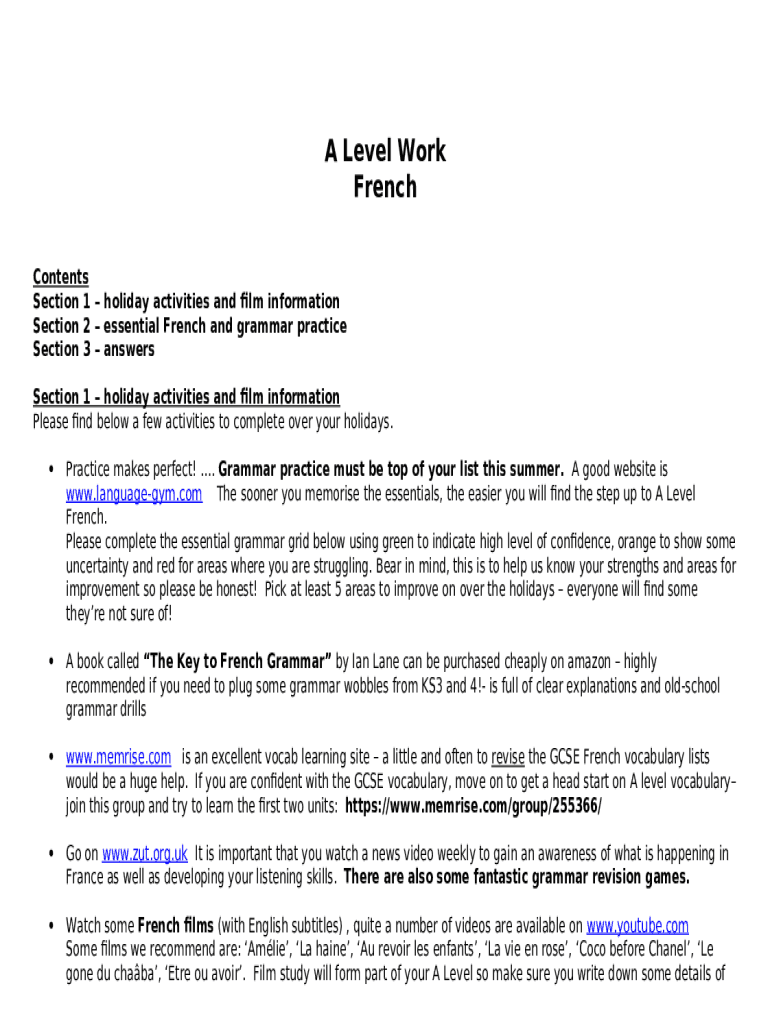 French Grammar & Practice (Collins Easy Learning) Doc Template | pdfFiller