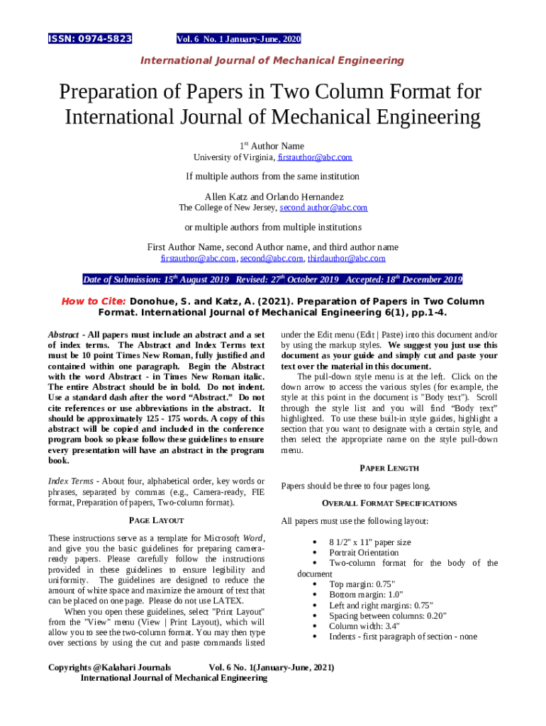 Preparation of Papers in Two-Column at - Studylib Doc Template | pdfFiller