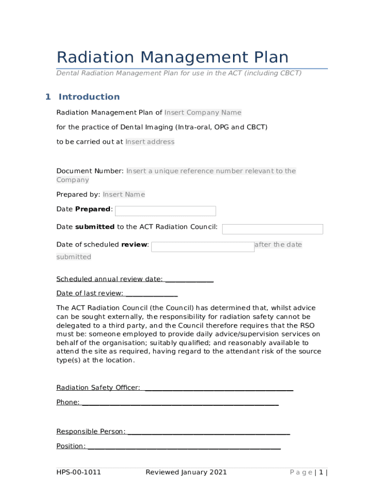 Radiation Management Plan for Dental X-Ray Imaging ... Doc Template ...