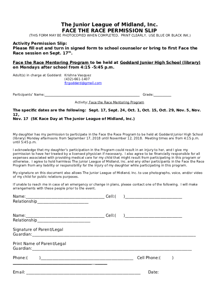 31 Printable Permission Slip Template s Doc Template | pdfFiller