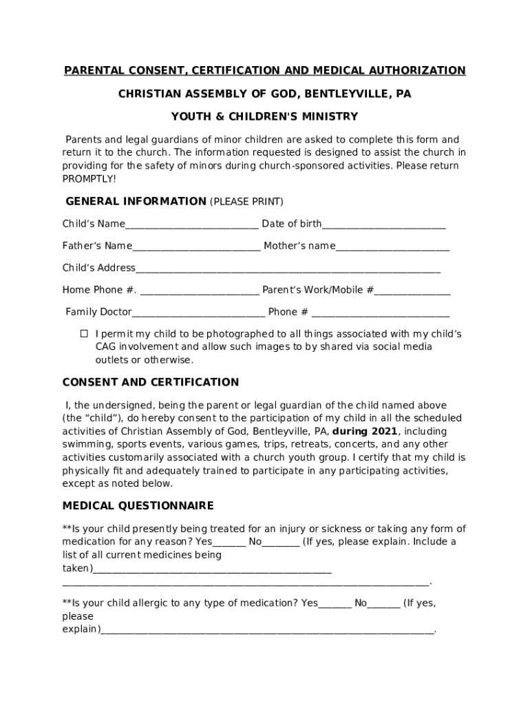 parental consent, certification and medical authorization - ... Doc ...