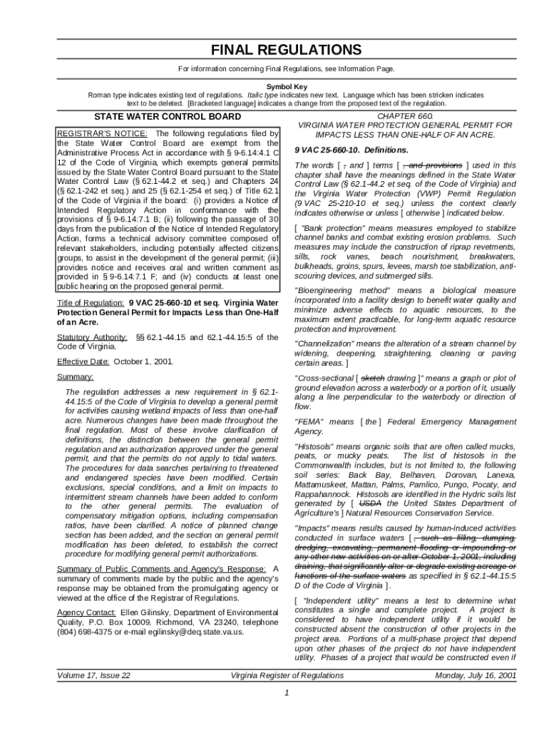 Virginia Administrative Code, Chapter 610, Part III - Permit ...