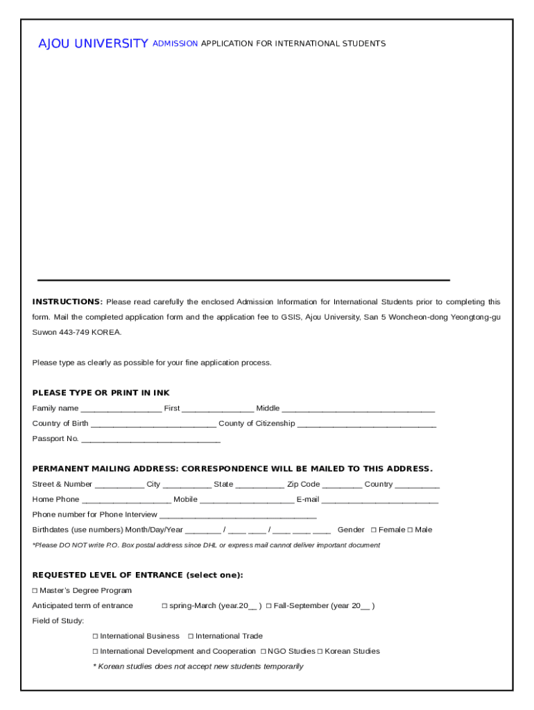 ajou university admission application for international ... Doc ...