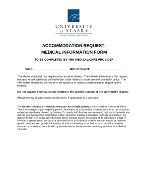 Request for Physician Certification of Accommodation ... Doc Template | pdfFiller