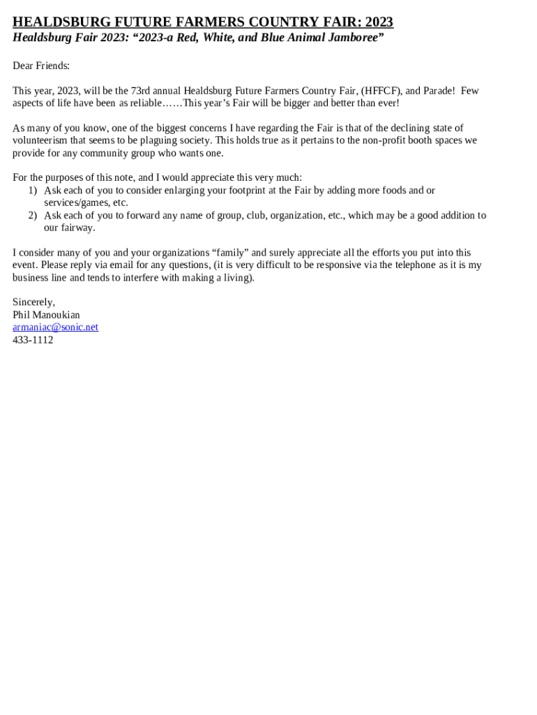 Healdsburg Future Farmers Country Fair & Twilight Parade Doc Template ...