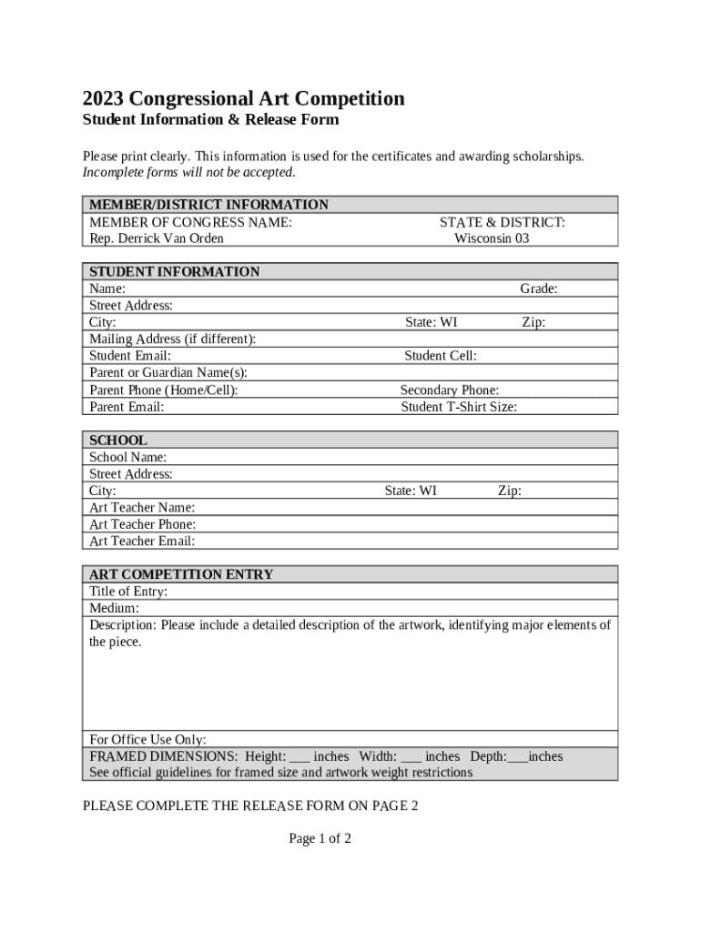 2023 Congressional art competition open to high school ... Doc Template ...