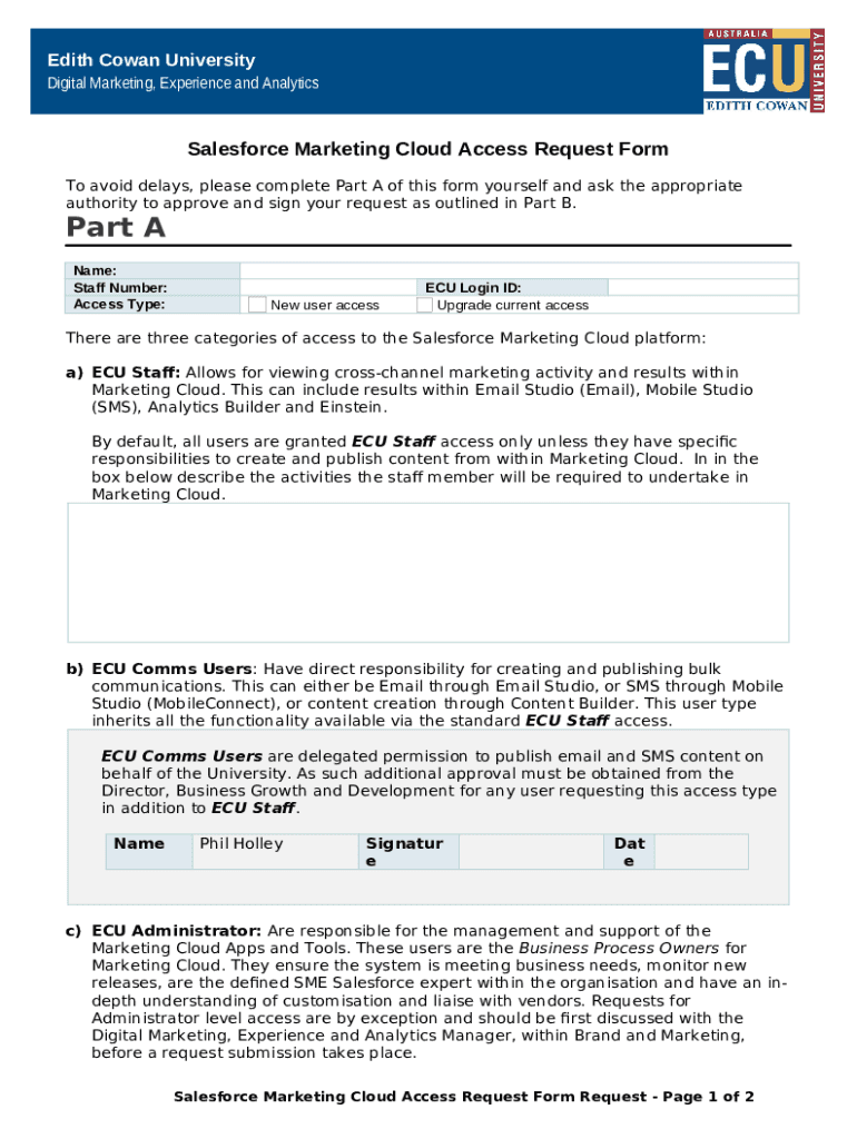 SFMC Access Request - Sign in - Edith Cowan University Doc Template ...