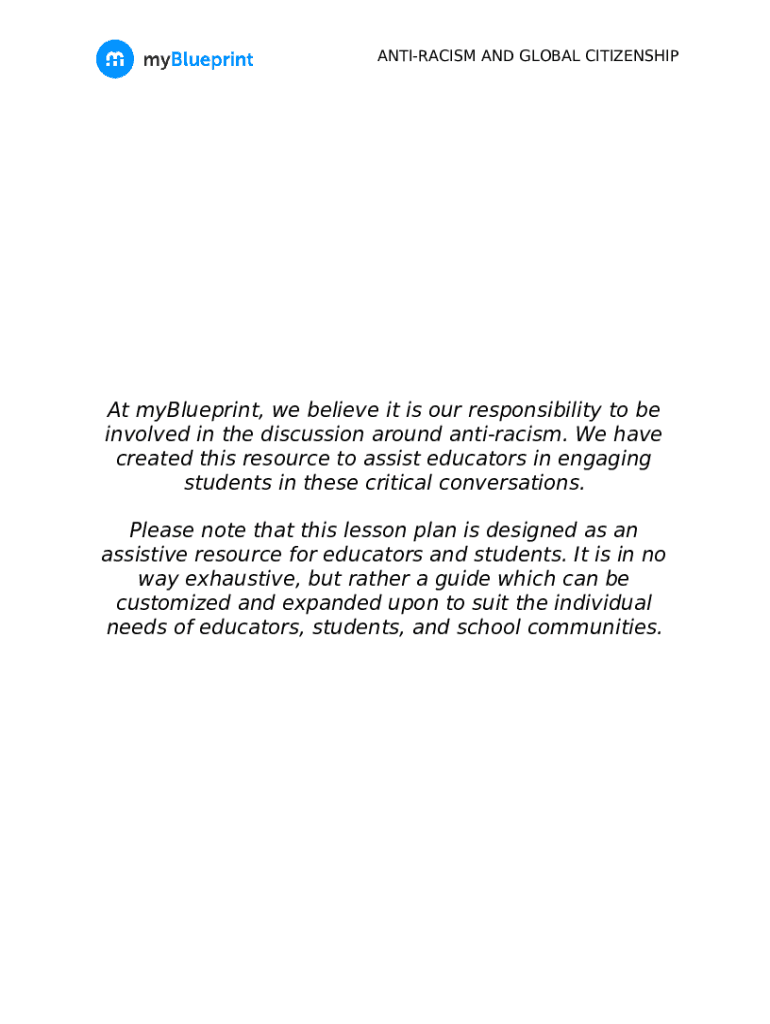My Anti-Racism and Global Citizenship Action Plan Doc Template | pdfFiller