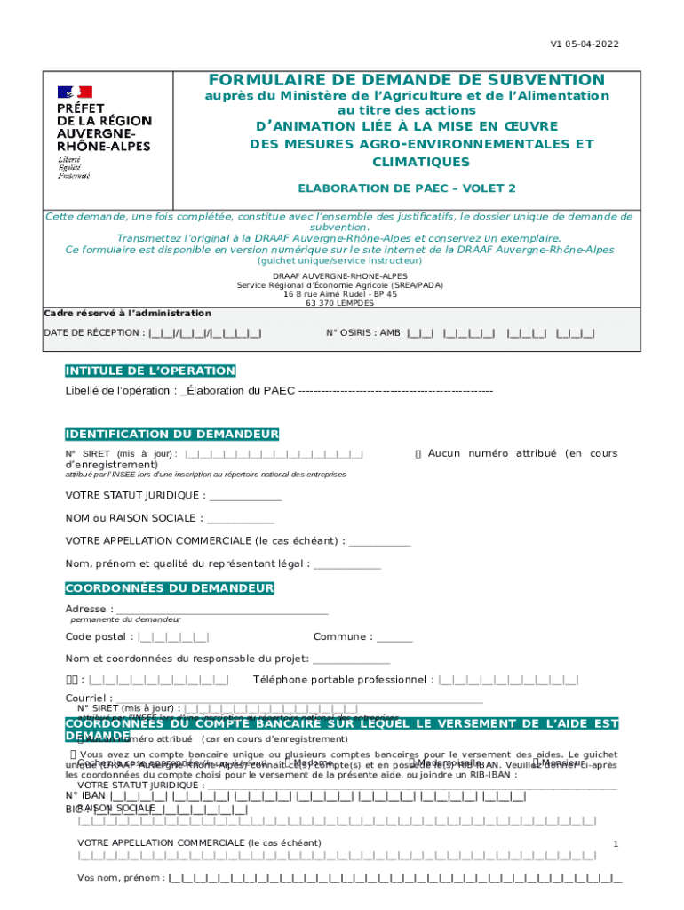 Notice de la demande de subvention pour la mise en uvre ... Doc ...