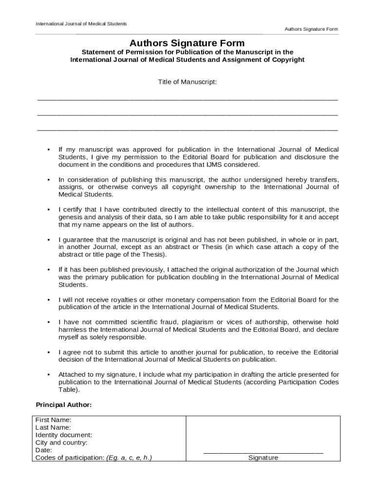 Authors Signature Doc Template | pdfFiller