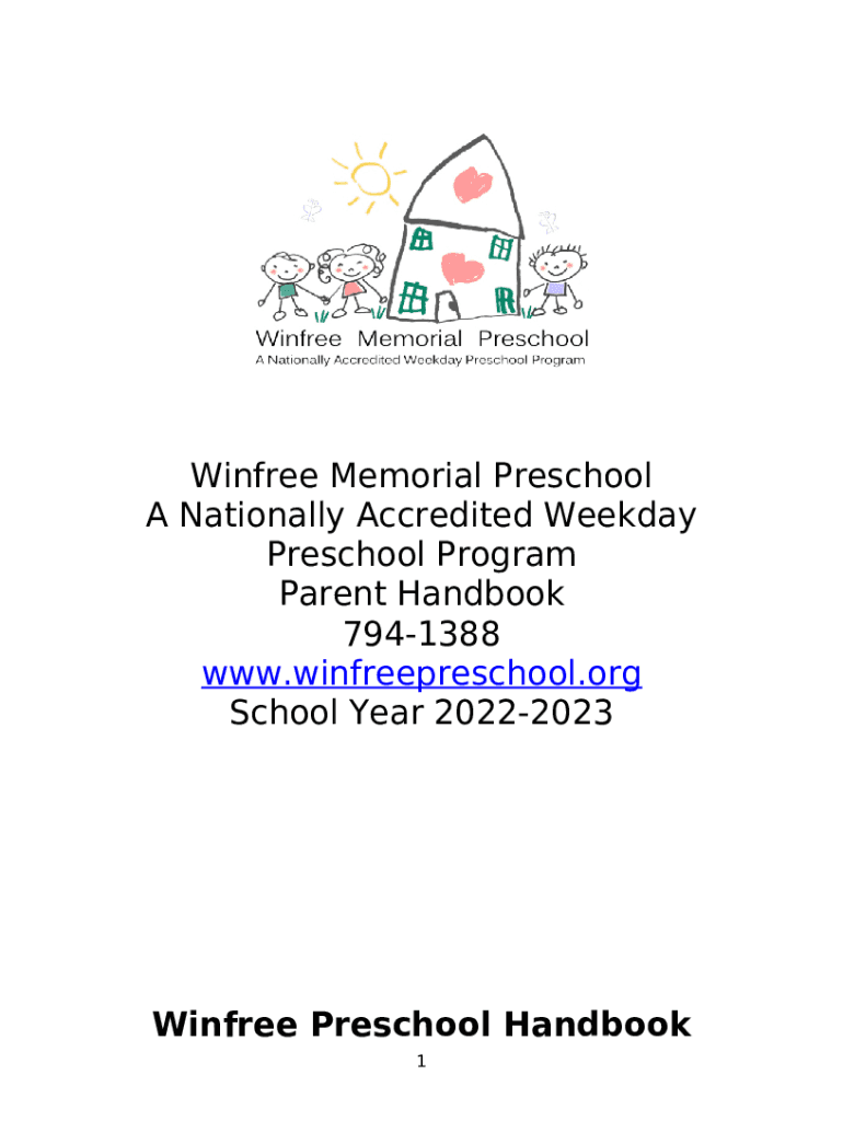 Winfree Preschool Handbook Winfree Memorial ... Doc Template | pdfFiller
