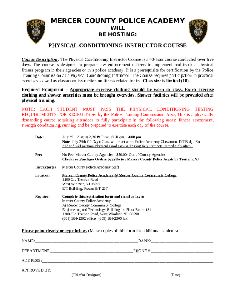 physical conditioning instructor course Doc Template | pdfFiller