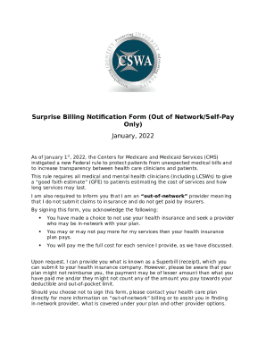Surprise Billing Notification (Out of Network/Self-Pay ... Doc Template ...