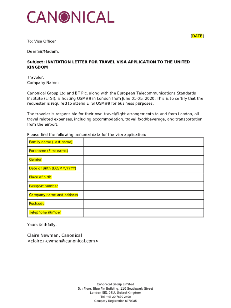 How to Write a Letter of Invitation for a UK Visa + Sample Doc Template ...